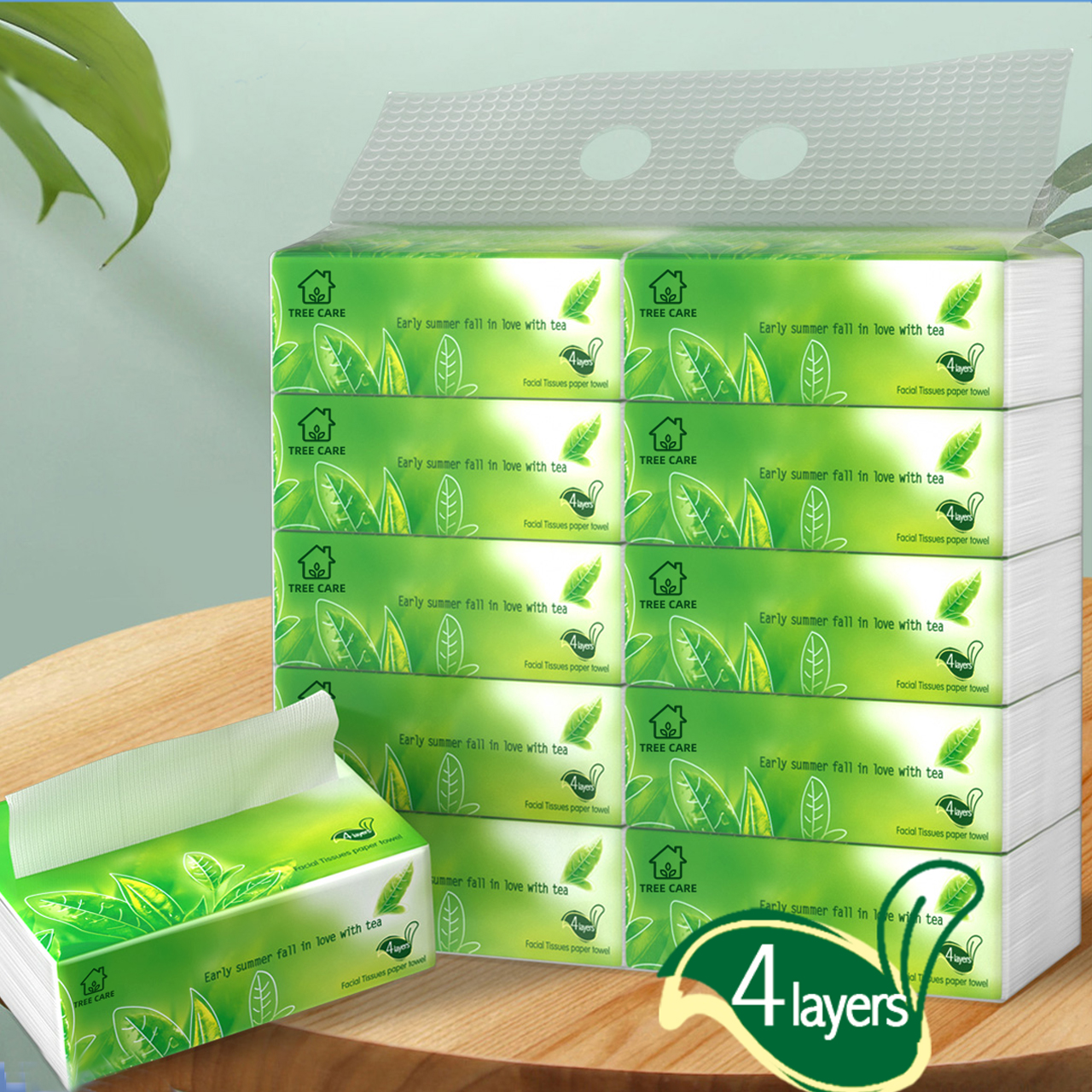【50 Packs】Tissue Paper Towel Organic green tea Facial Tissue Paper ply ...