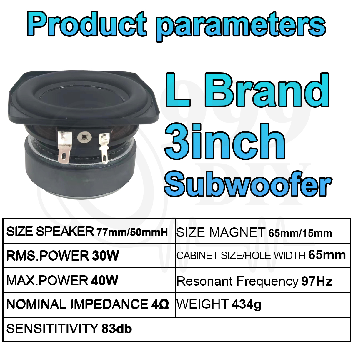 999DIY NEW L Brand 3inch 4Ω 30W Subwoofer full rang speaker Car Speaker ...