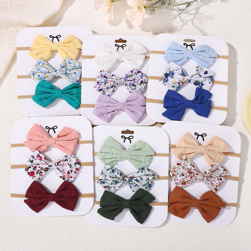 3-piece Fresh Bowknot Nylon Hair Bands Set for Babies - Cute Elastic ...