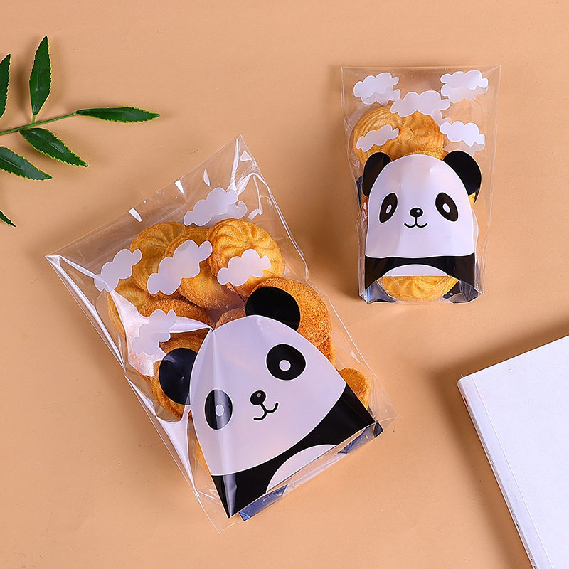 Simple Self-adhesive Bag Panda Pattern Food Packaging Bag Candy Cookies ...