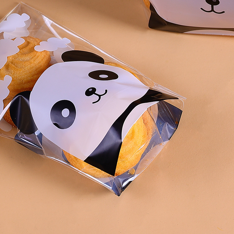 Simple Self-adhesive Bag Panda Pattern Food Packaging Bag Candy Cookies ...