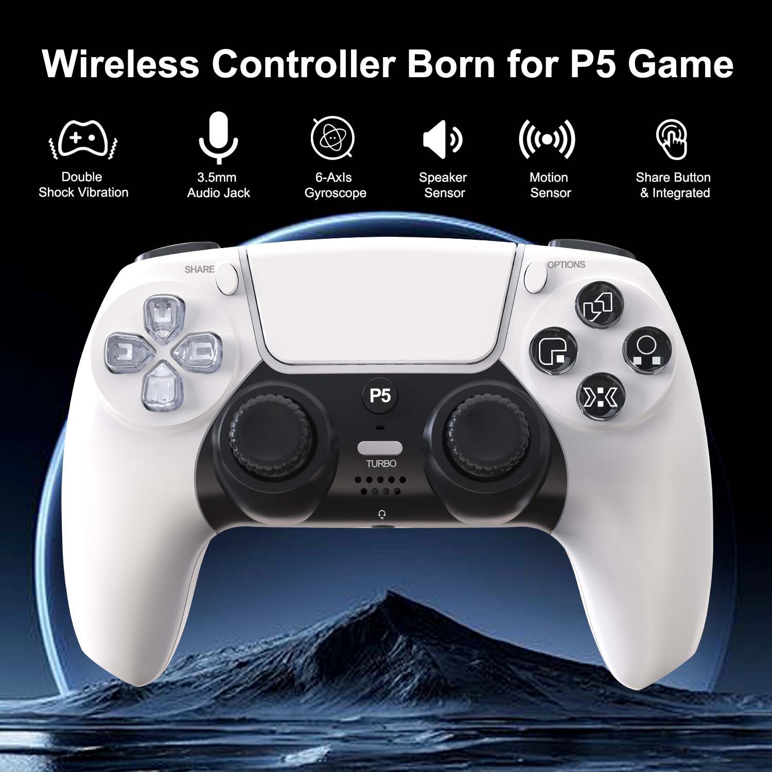 PS5 Wireless Bluetooth Gamepad with Six Axis Gyroscope Game Controller ...