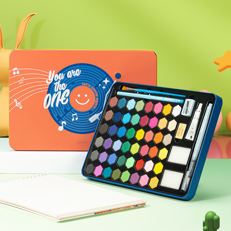 Deli 24/36/48 Color Solid Watercolor Paint Set For Kids Coloring ...