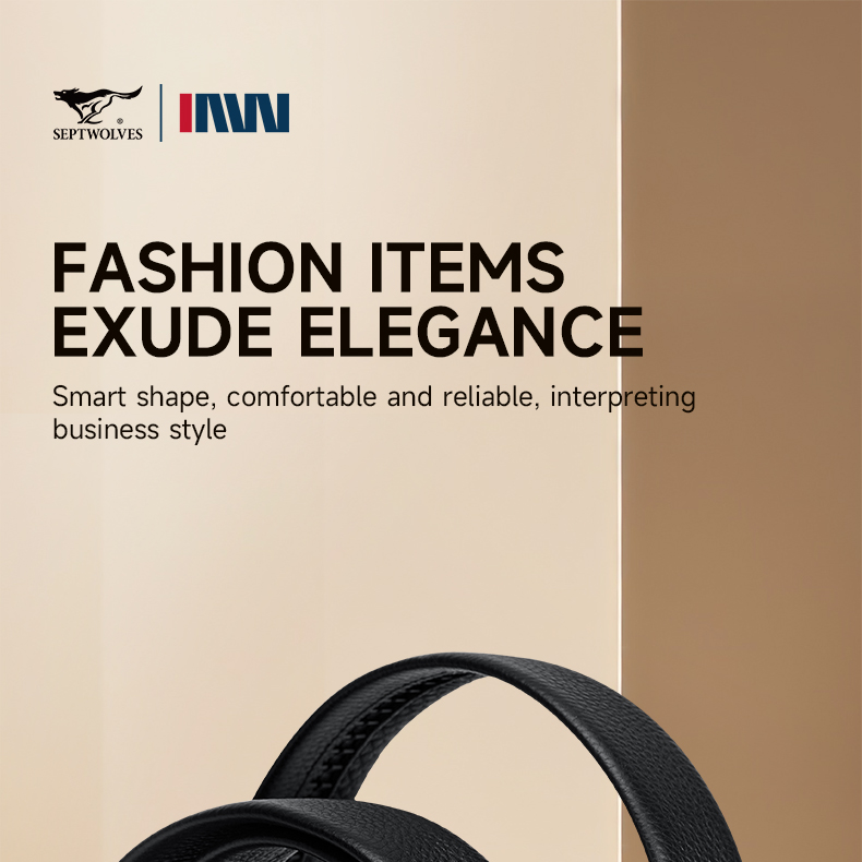 [SEPTWOLVES] Belt Men's New Style Wolf Head High-End First Layer ...