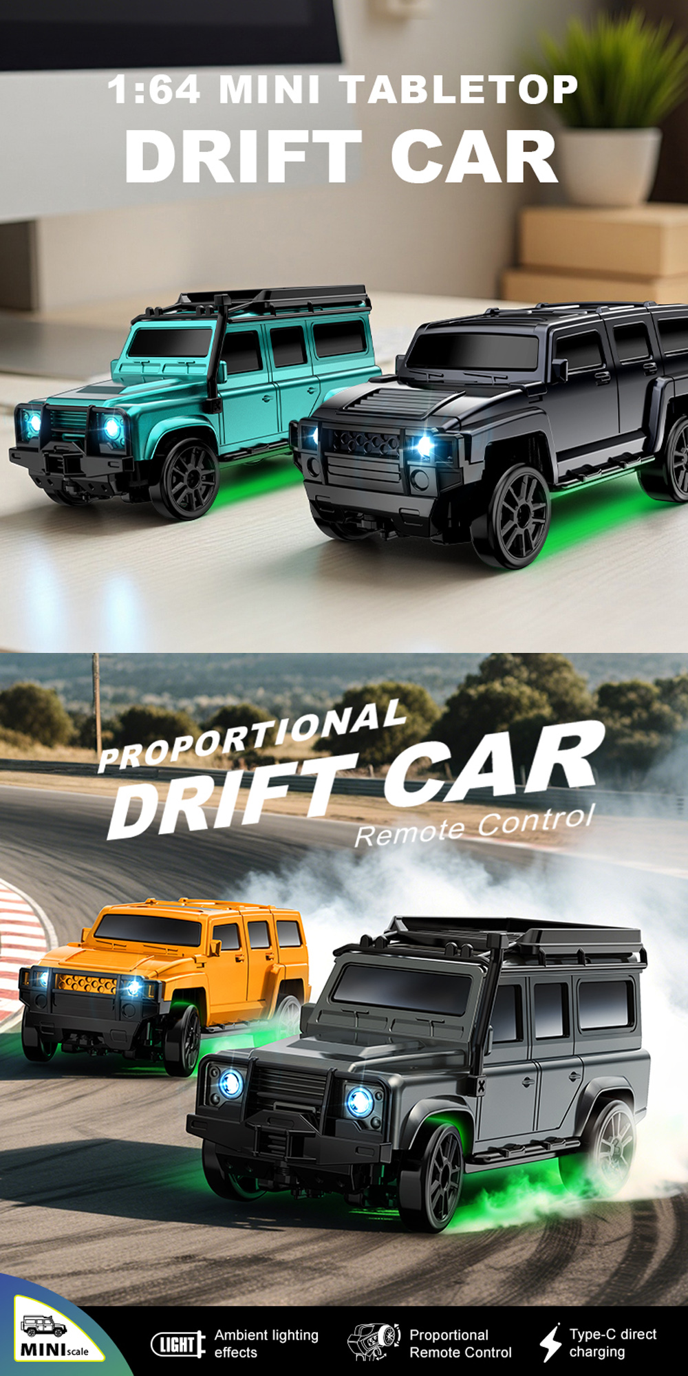 1/64 MINI RC Land Rover Hummer Car Drift 4WD Off-road Climbing Model ...