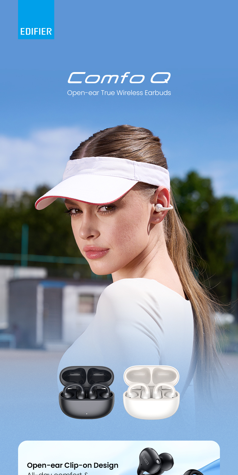 EDIFIER Comfo Q Open-ear True Wireless Earbuds Bluetooth V5.4 32hrs Playtime Wearing Detection ...