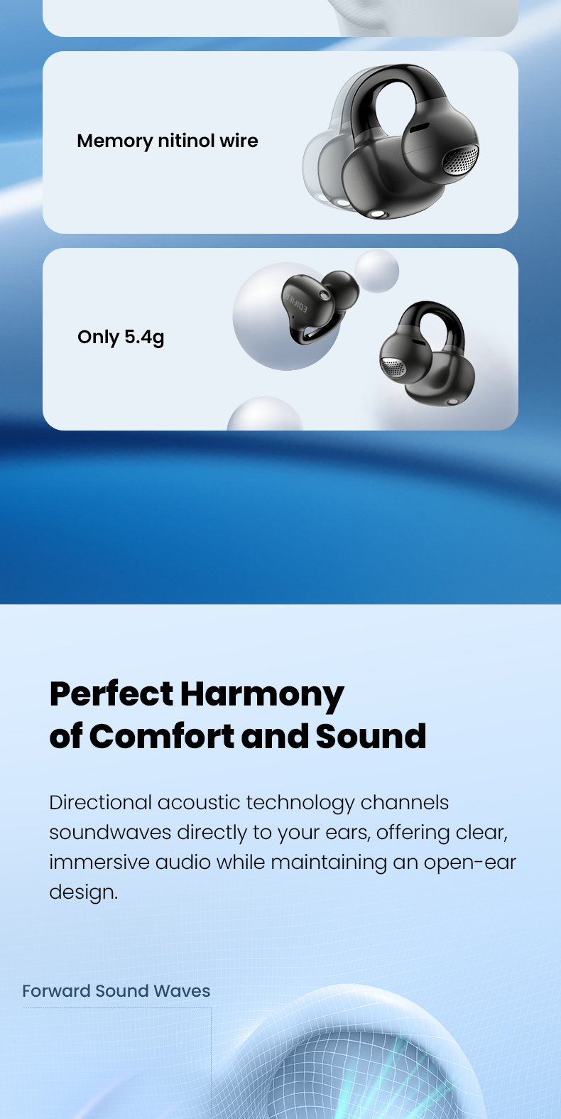 EDIFIER Comfo Q Open-ear True Wireless Earbuds Bluetooth V5.4 32hrs ...