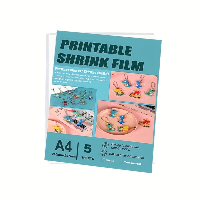 5PCS A4 Heat Shrink Paper 0.3mm Thick White/Semi-Transparent Inkjet ...