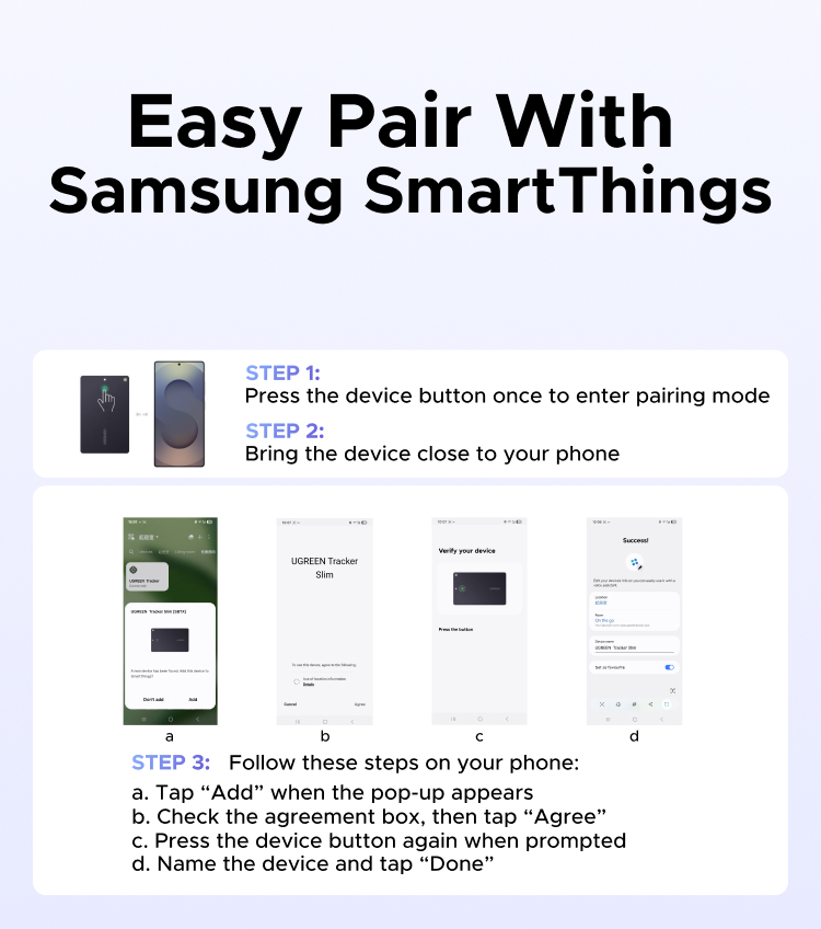 UGREEN Tracker Slim Work with Samsung SmartThings AirTag Smart Tracker ...