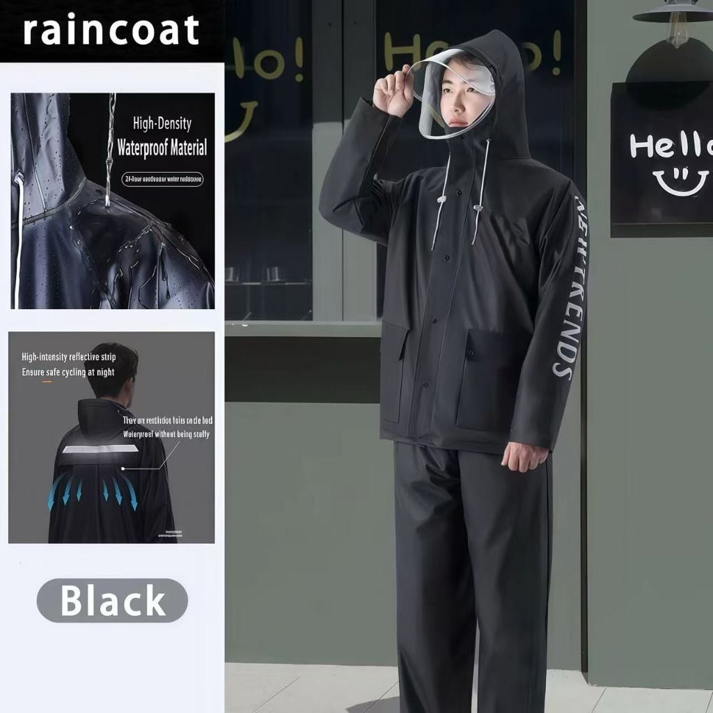 Raincoat Set Fashion Outdoor Riding Rainsuit Set for Men Women Adult ...