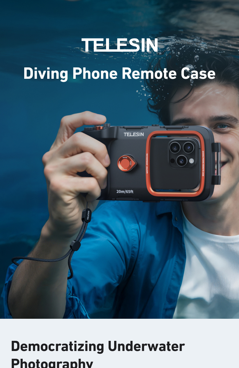 TELESIN mobile phone waterproof case photography Bluetooth handle ...