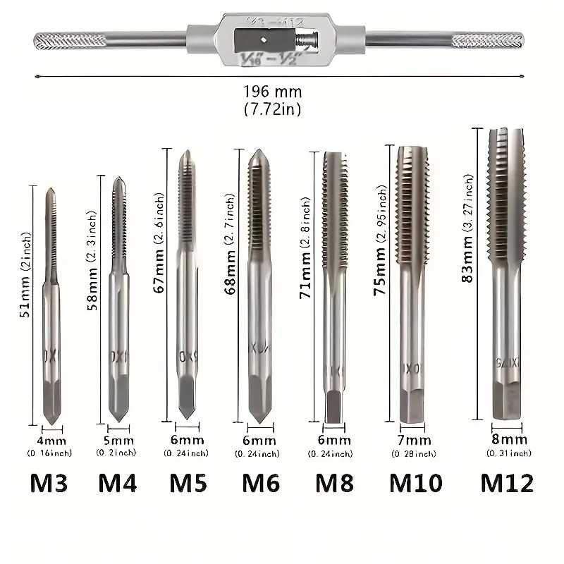 Reversible Screwdriver Tap Holder 7/8pcs Screw Tap Wrench Set T-Shaped ...