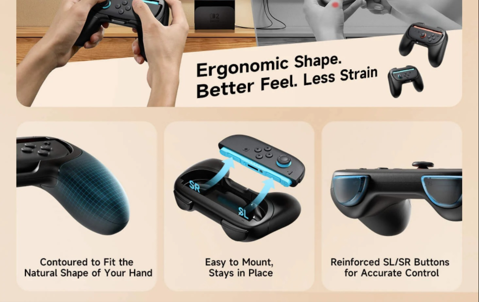JSAUX JoyVerse Series Single Joy-Con Grip for Switch 2 Grips for Joy ...