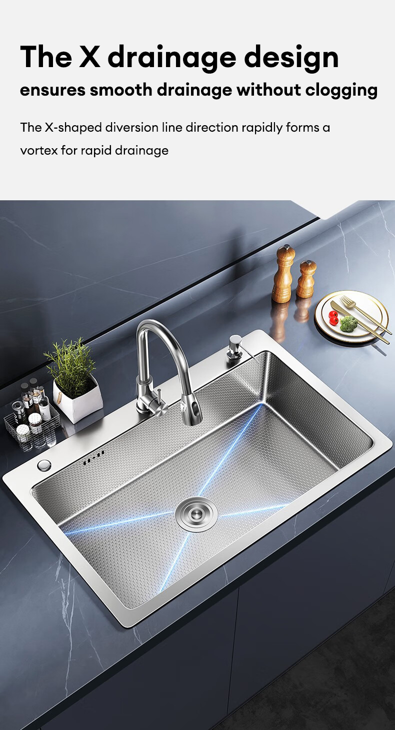 GAA 304 Stainless Steel Sink Kitchen Sink Set Honeycomb Embossed Sink ...