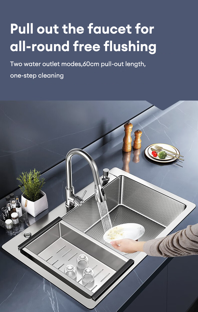GAA 304 Stainless Steel Sink Kitchen Sink Set Honeycomb Embossed Sink ...