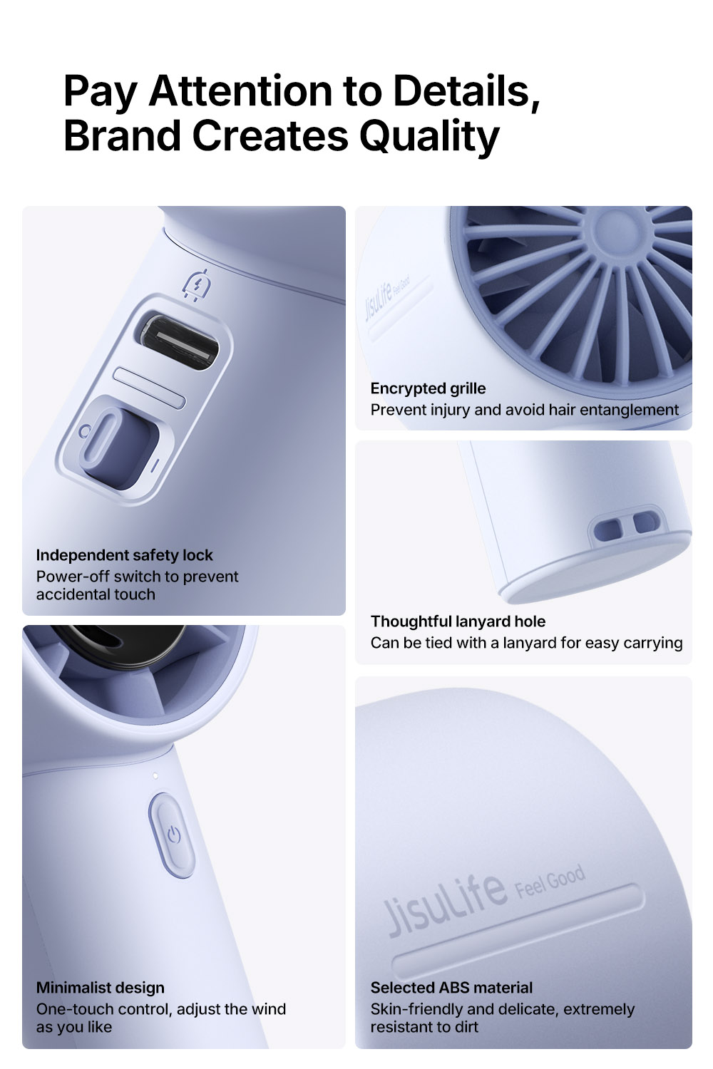 JISULIFE Handheld Fan Life10/10S Mini Fan 5 Speeds Strong Wind Long ...