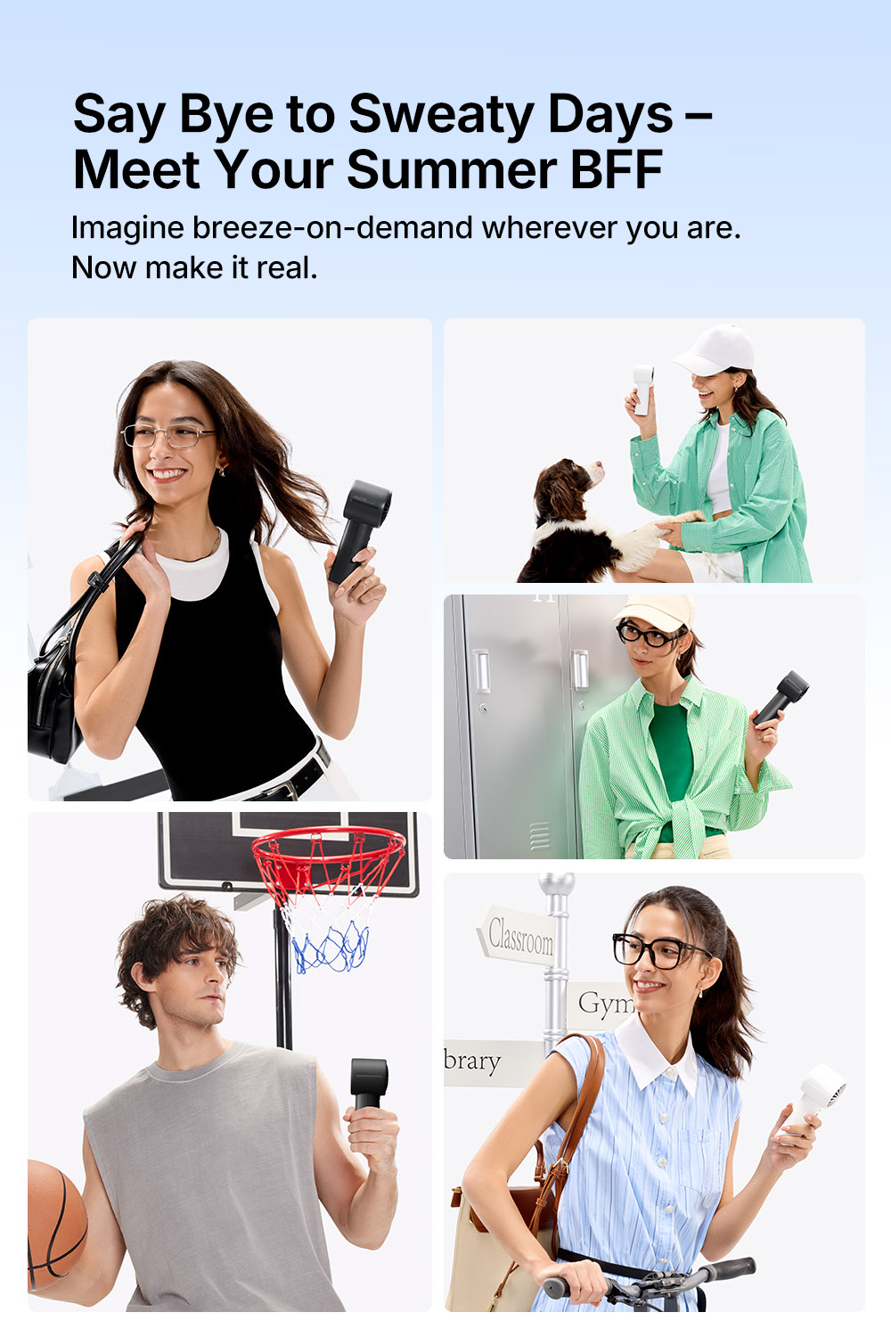 JISULIFE Handheld Fan Life10/10S Mini Fan 5 Speeds Strong Wind Long ...