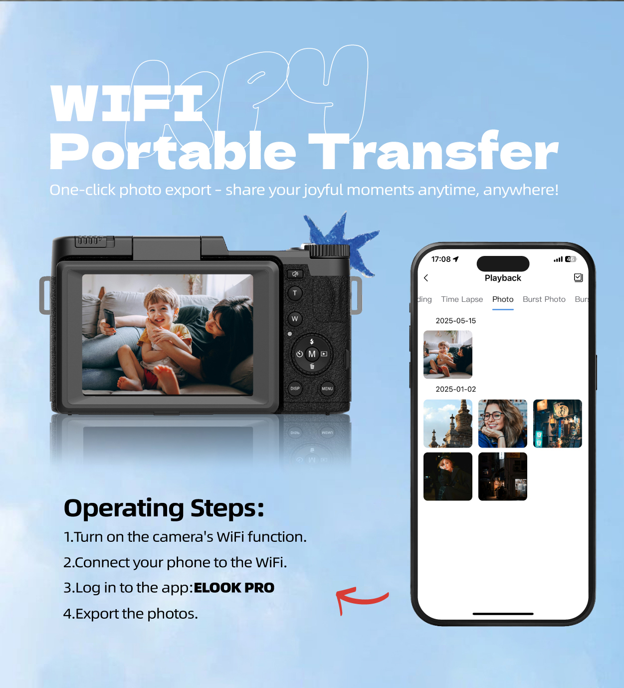 KiTBEEZ KP-4 5K WiFi Digital Camera 75MP Smart Pop-Up Flash 18X Zoom ...