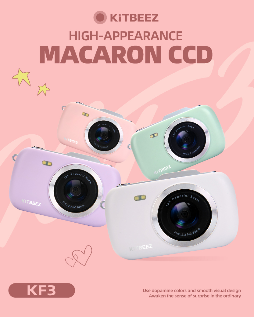 KiTBEEZ KF-3 Macaron CCD Camera 64MP Digital Camera with 4K Video, 18X ...