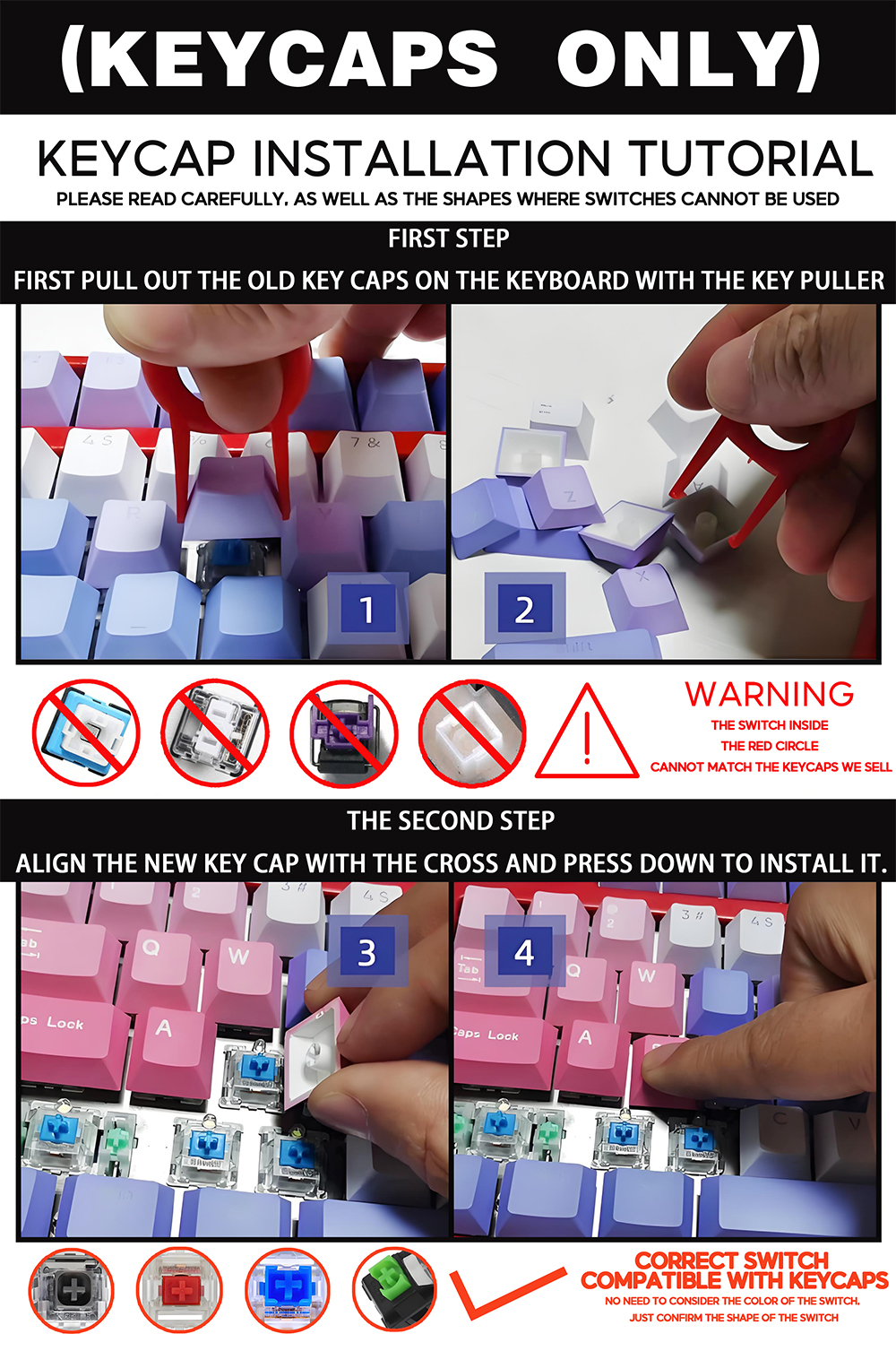 Childlike Fun Keycaps 122Keys/Set Matte Transparent PC Cherry Profile ...