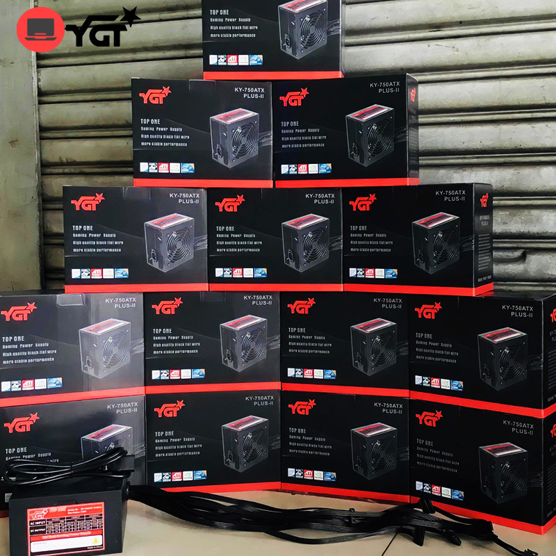 YGT PSU 750W Power Supply 4PIN Long Cables Black Gaming Computer ATX ...