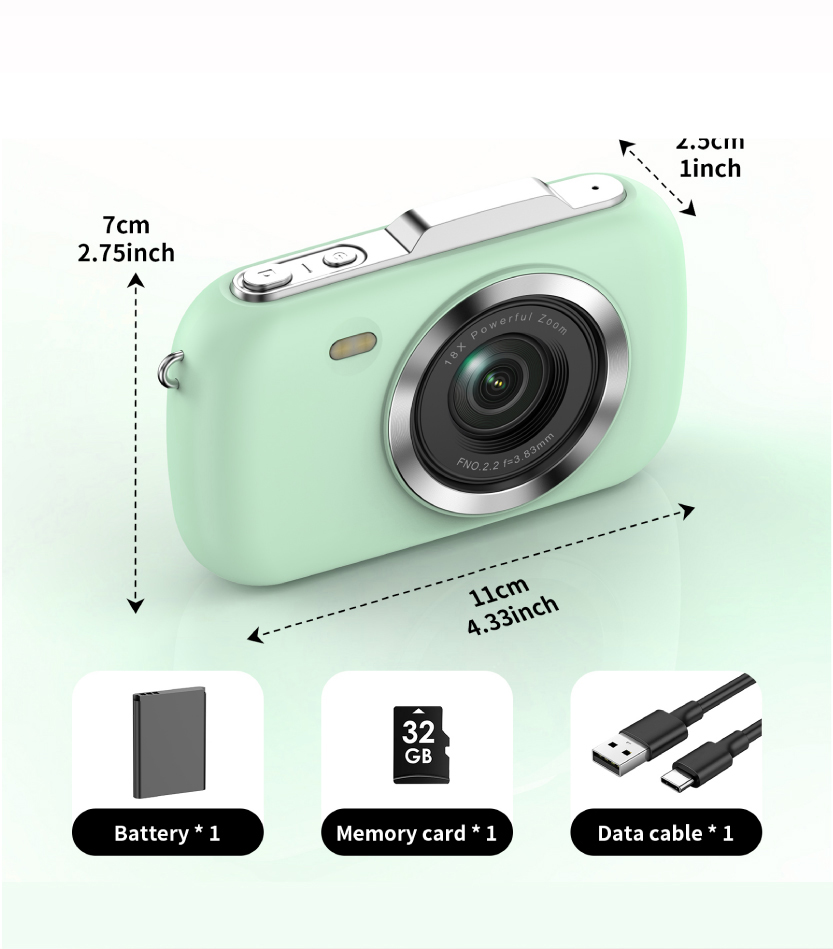 KiTBEEZ KF-3 Macaron CCD Camera 64MP Digital Camera with 4K Video, 18X ...