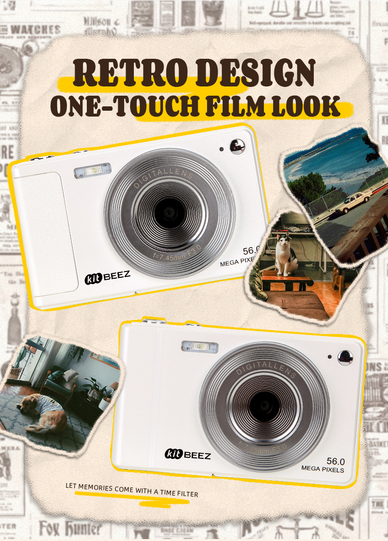 KiTBEEZ KF-2 56MP CCD Camera 1080P Video 16X Digital Zoom Retro Camera ...