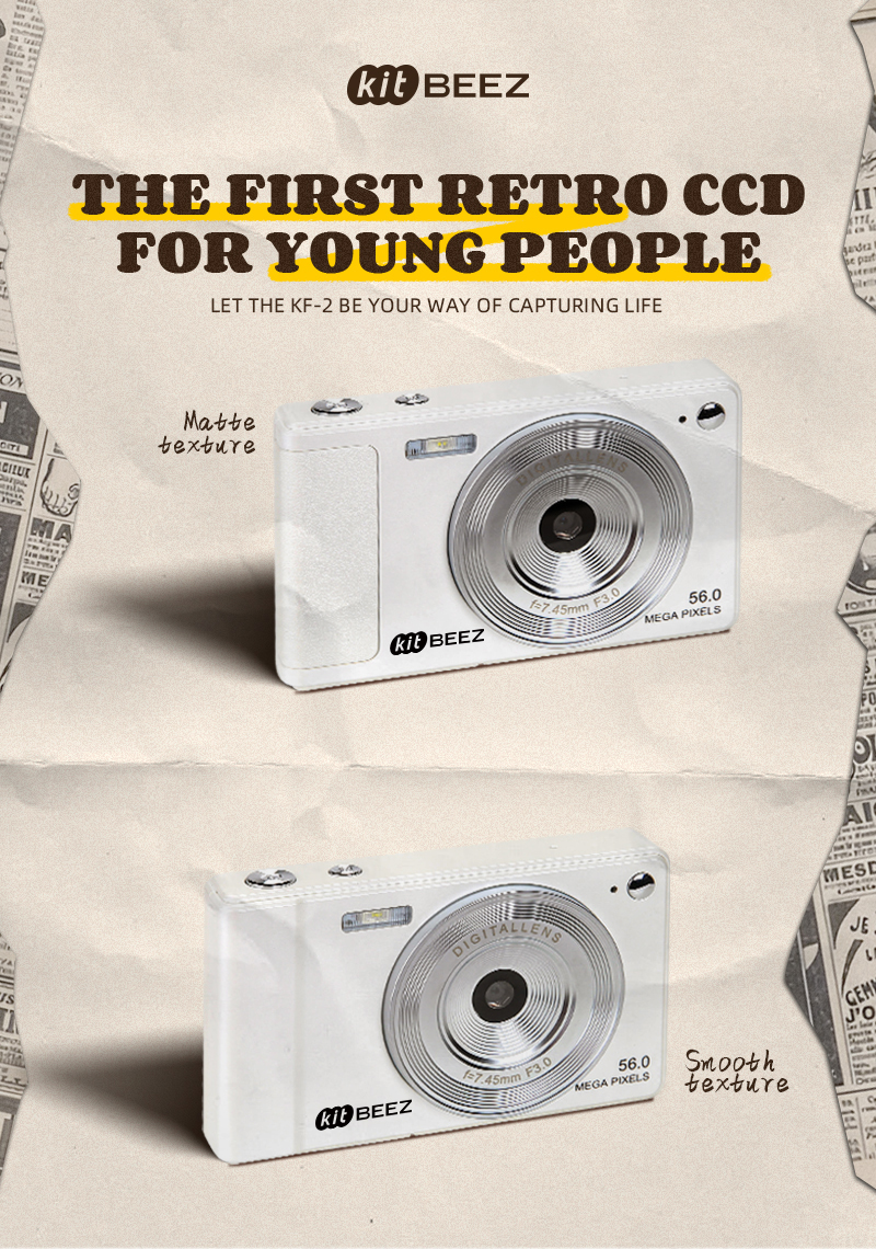 KiTBEEZ KF-2 56MP CCD Camera 1080P Video 16X Digital Zoom Retro Camera ...