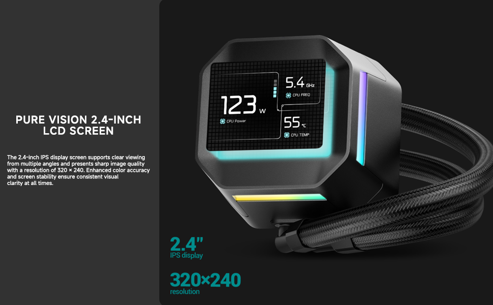 Deepcool LM360 LM240 CPU AIO Cooler 360mm 240mm 2.4-inch IPS Display ...