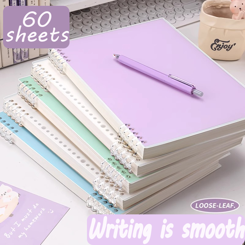 A5 Binder Notebook 60 Sheets Refillable Loose Leaf Notepad School ...