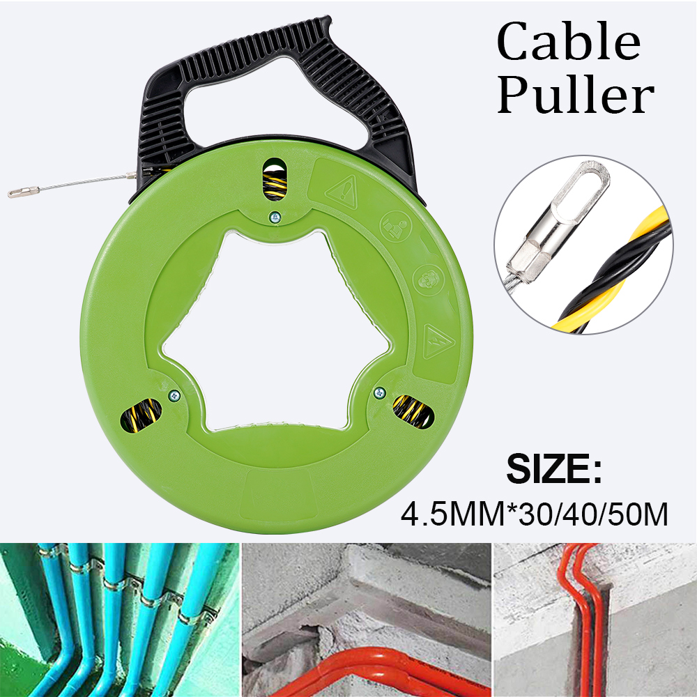 50/40/30M 4.5mm Fiberglass Fish Tape Electric Cable Puller Reel Puller ...