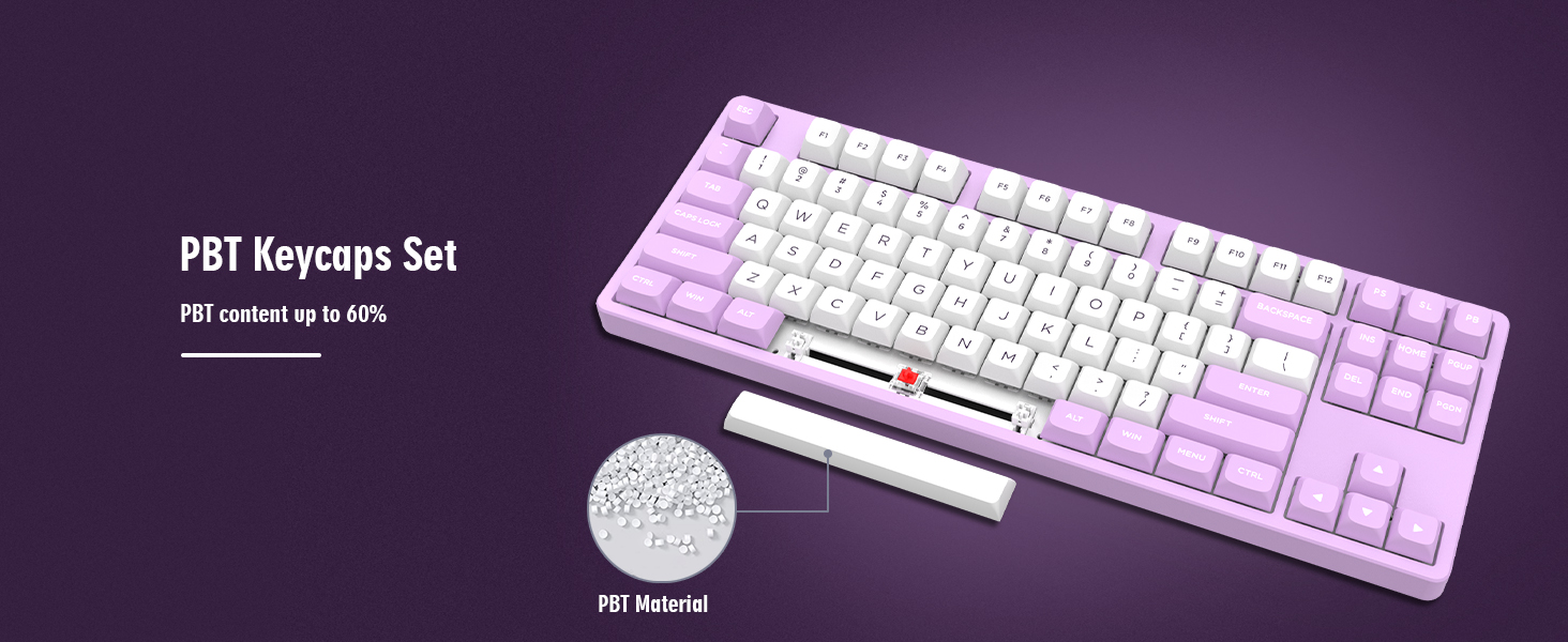 169 Keys Minimalist White Purple PBT Double Shot Keycaps ISA Profile ...