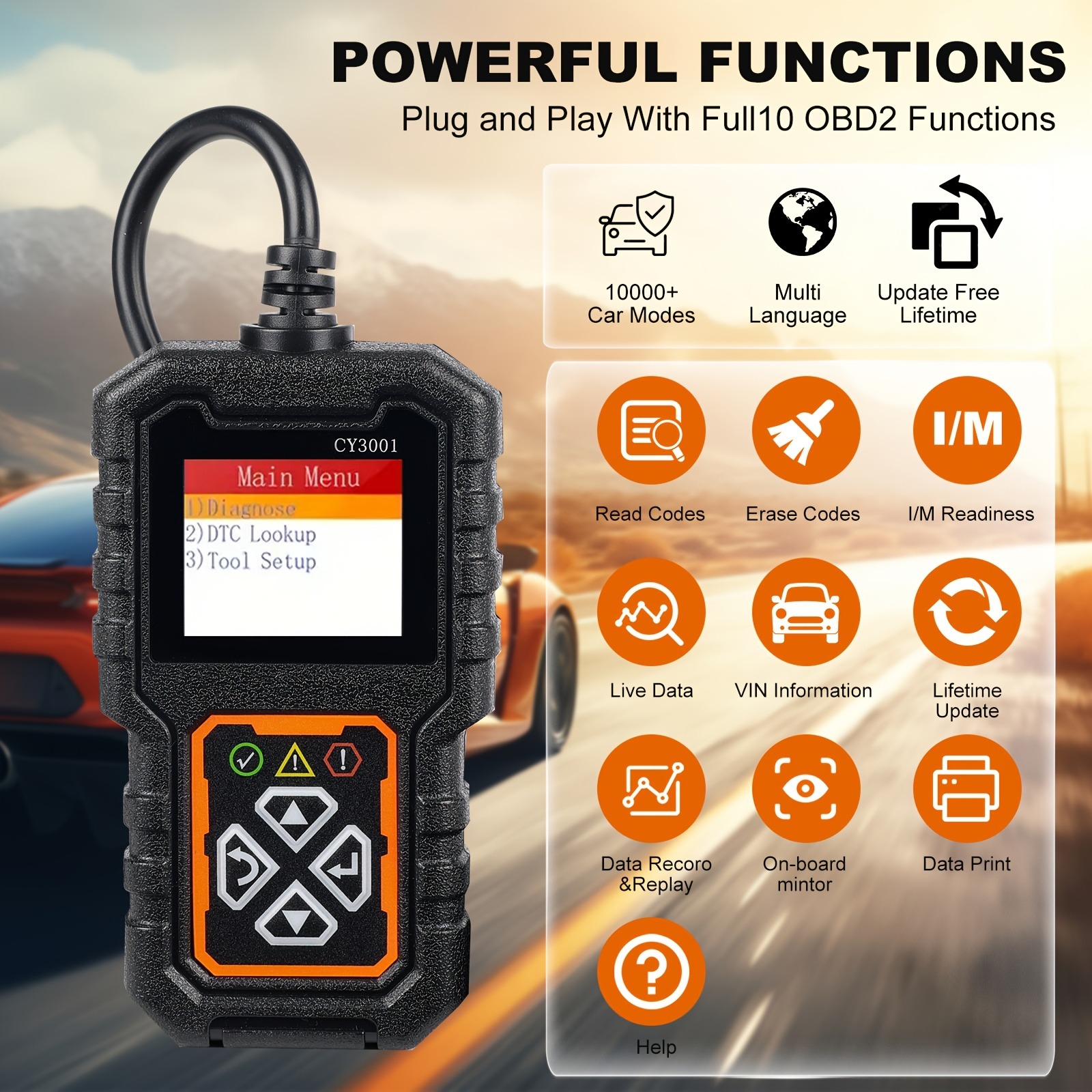 New CY3001 OBD2 Scanner, OBD2 Reader & Engine Fault Scanner, CAN ...
