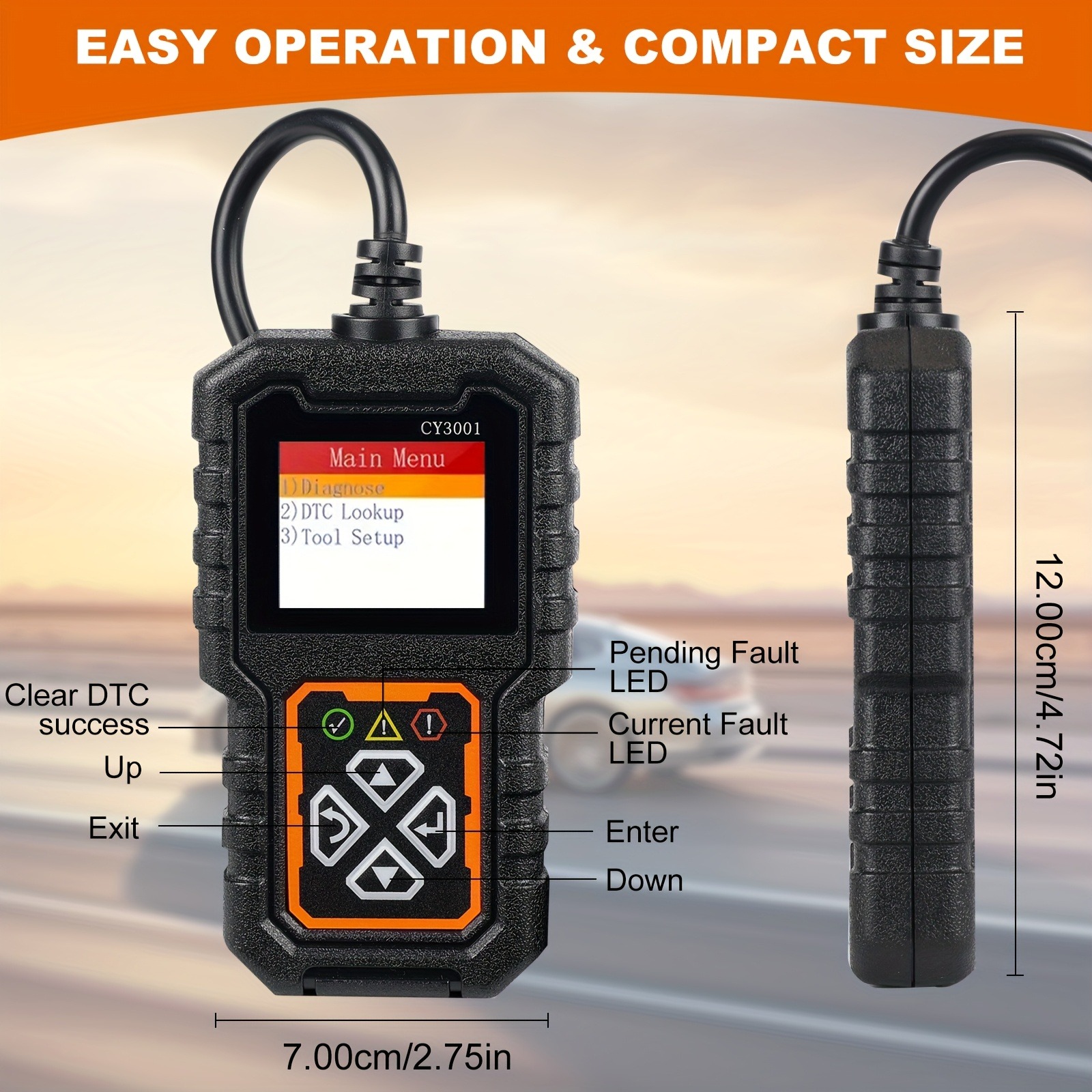 New CY3001 OBD2 Scanner, OBD2 Reader & Engine Fault Scanner, CAN ...