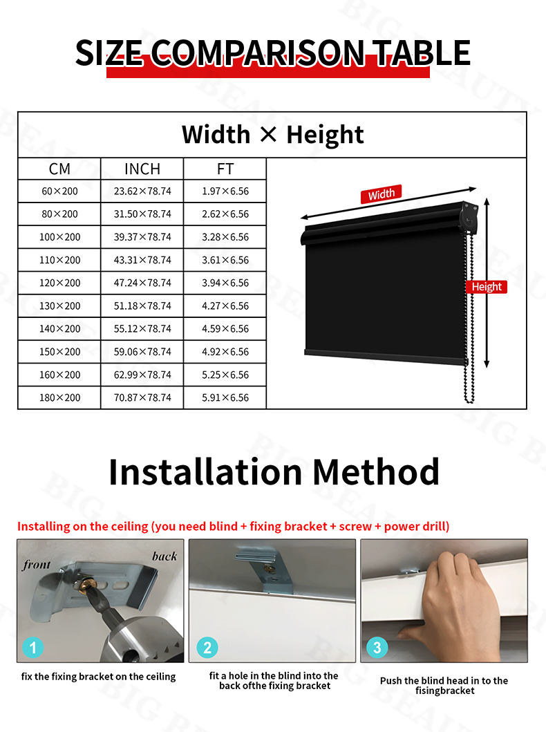 【BUY 1 TAKE 1】100% Blackout Window Roller Shades for Lightproof Blinds ...