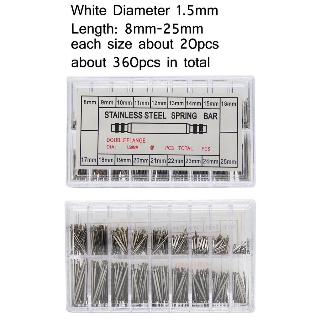 360PCS/BOX Professional Watch Band Strap Spring Bar Set 8-25mm ...