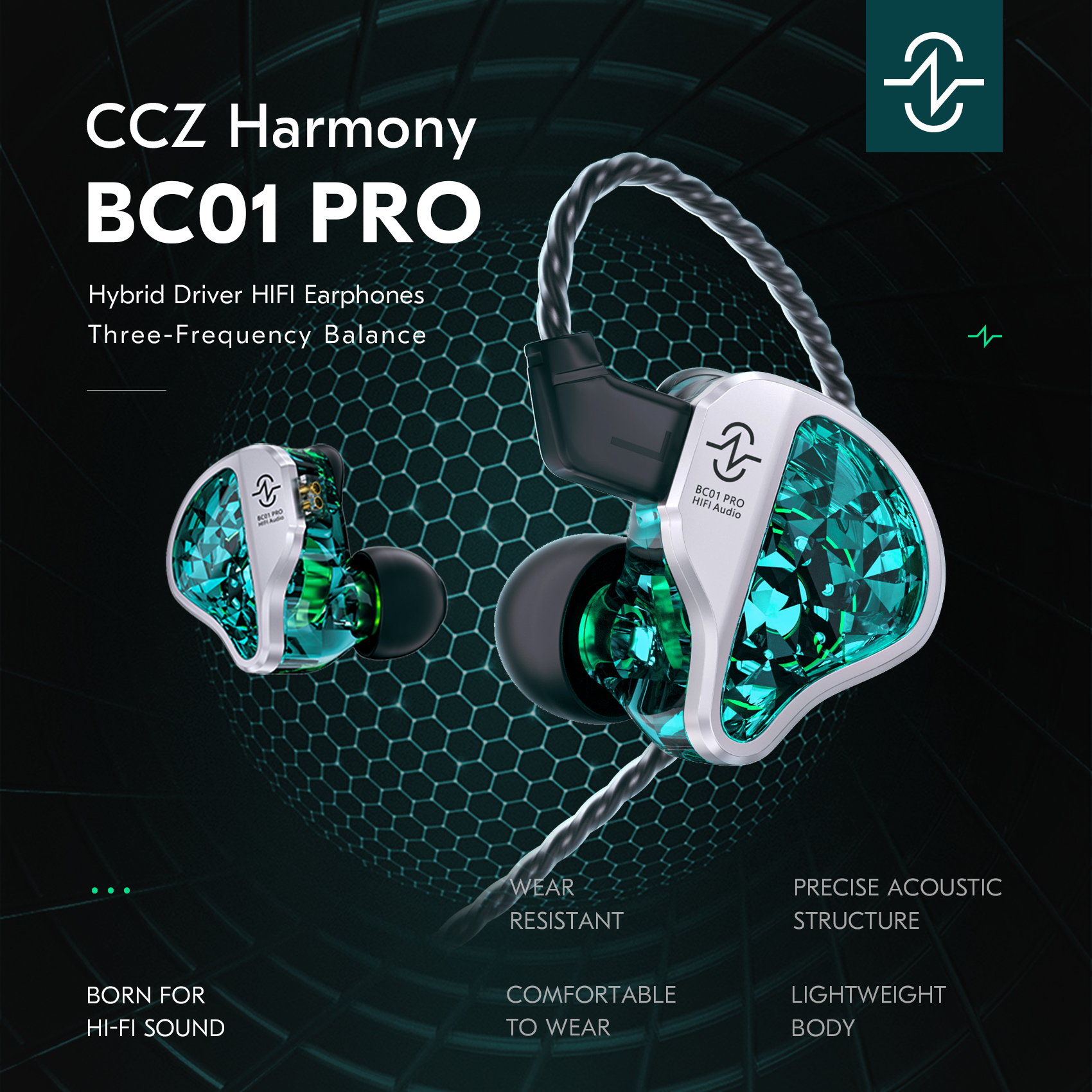 CCZ BC01 Pro in-ear monitors, 1BA 1DD hybrid driver iems for gaming ...