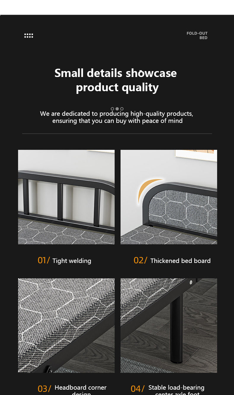 Portable Metal Folding Bed Home Foldable Heavy Duty Bed Space Saving ...