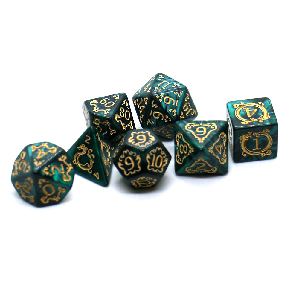 7-piece Dragon Pattern DND Dice Set, Multi sided D4 D6 D8 D10 D12 D20 ...
