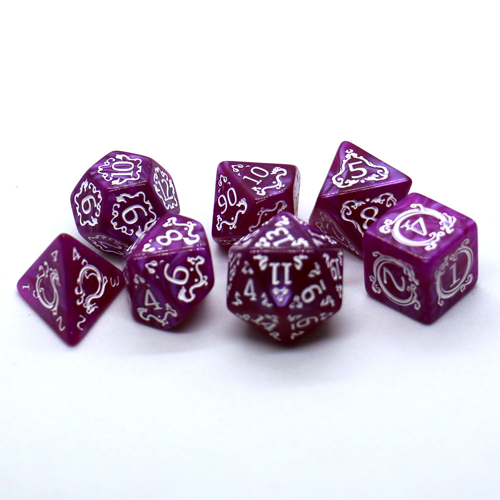 7-piece Dragon Pattern DND Dice Set, Multi sided D4 D6 D8 D10 D12 D20 ...