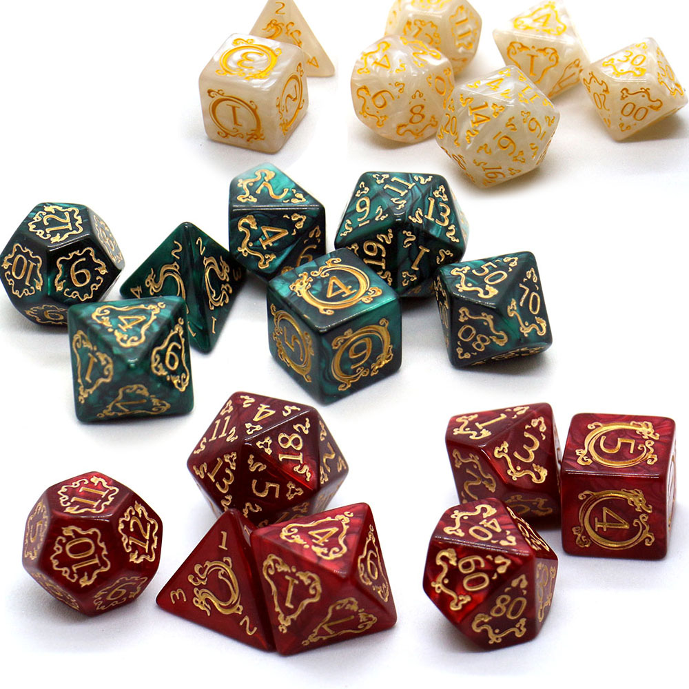 7-piece Dragon Pattern DND Dice Set, Multi sided D4 D6 D8 D10 D12 D20 ...