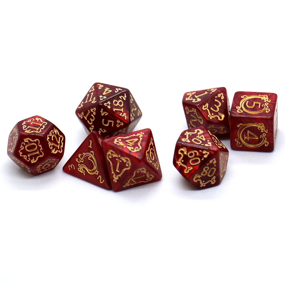7-piece Dragon Pattern DND Dice Set, Multi sided D4 D6 D8 D10 D12 D20 ...