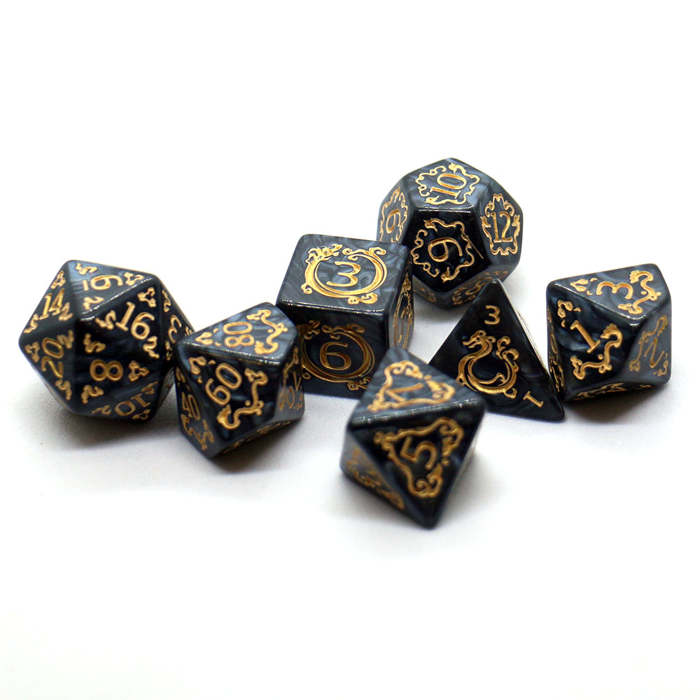 7-piece Dragon Pattern DND Dice Set, Multi sided D4 D6 D8 D10 D12 D20 ...
