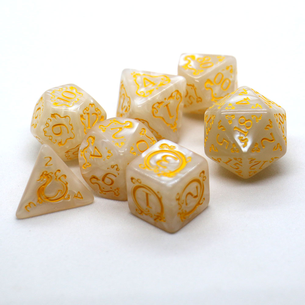 7-piece Dragon Pattern DND Dice Set, Multi sided D4 D6 D8 D10 D12 D20 ...