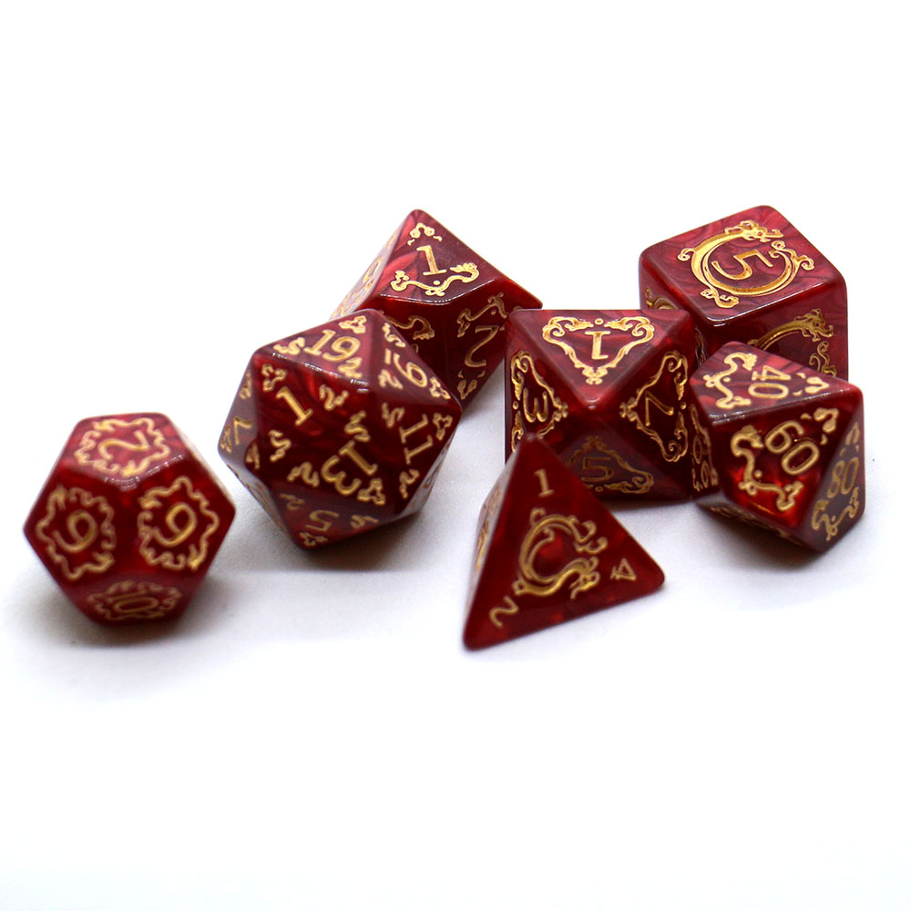 7-piece Dragon Pattern DND Dice Set, Multi sided D4 D6 D8 D10 D12 D20 ...