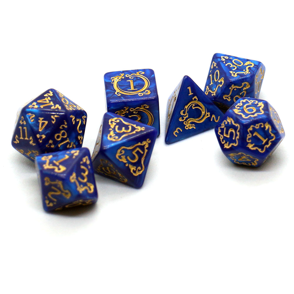 7-piece Dragon Pattern DND Dice Set, Multi sided D4 D6 D8 D10 D12 D20 ...