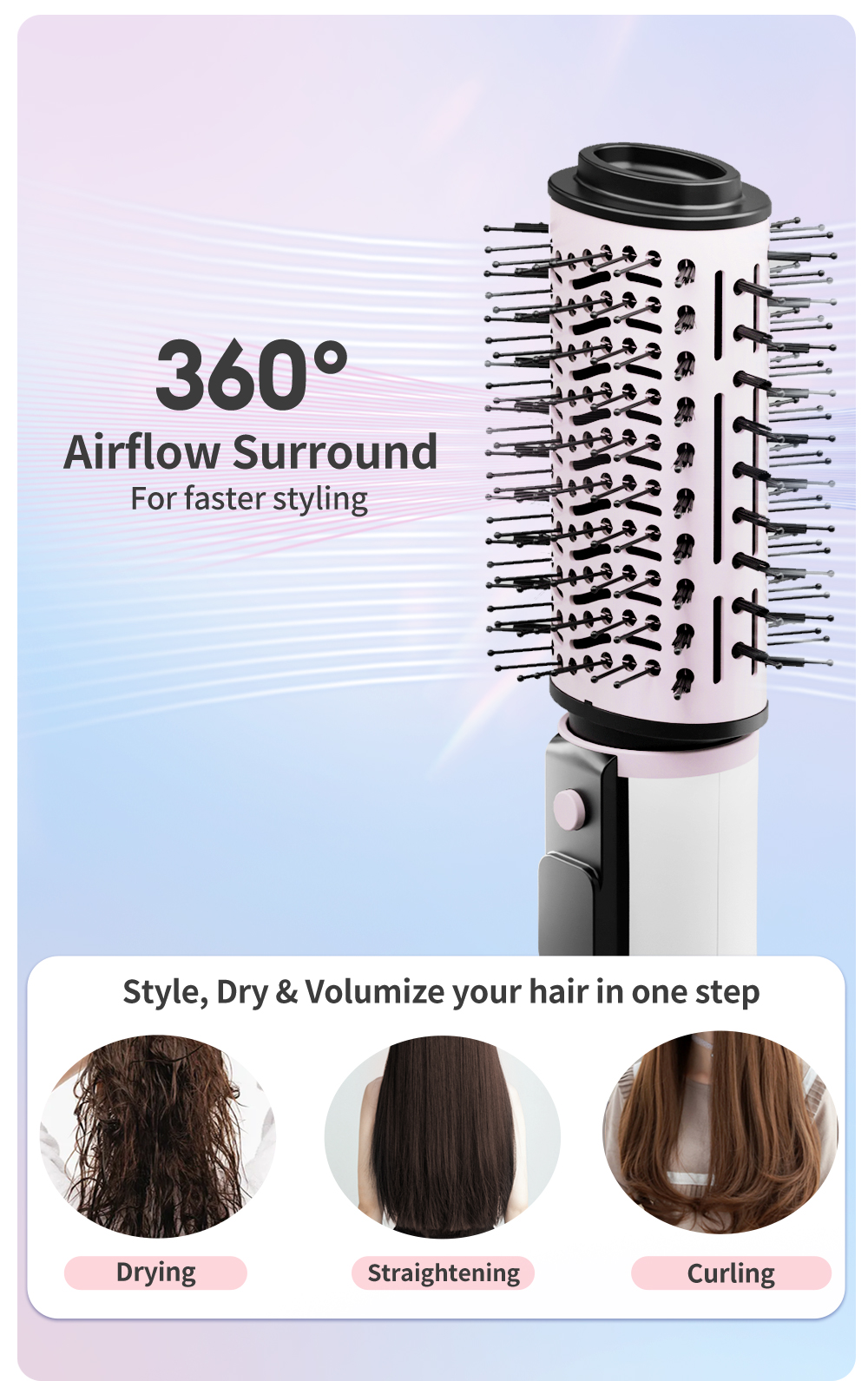 Simplus Hot Air Brush Hair Brush Blower Hair Dryer Hair Straightener ...