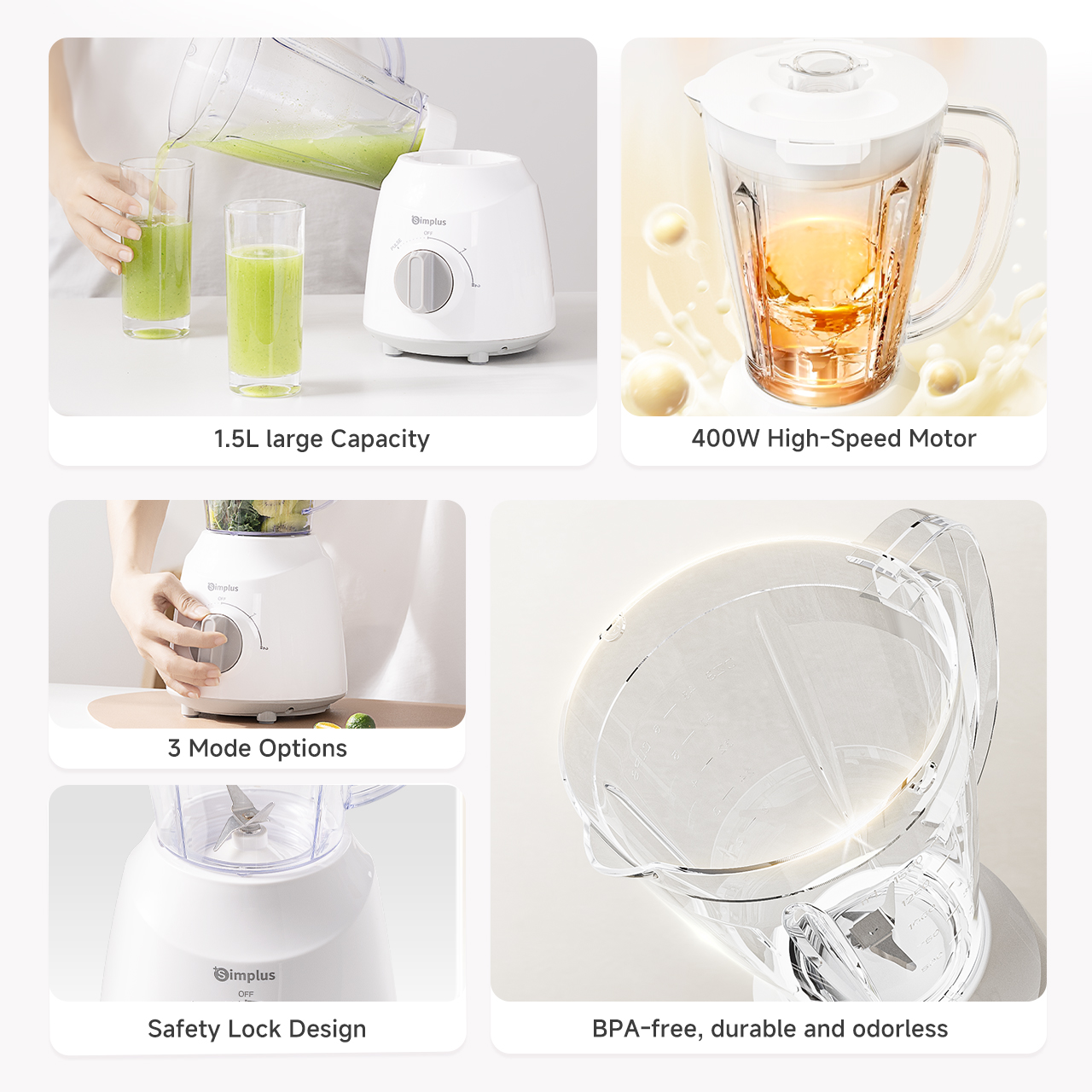 Simplus 2 in 1 Blender Juicer and Grinder Food Processor ...