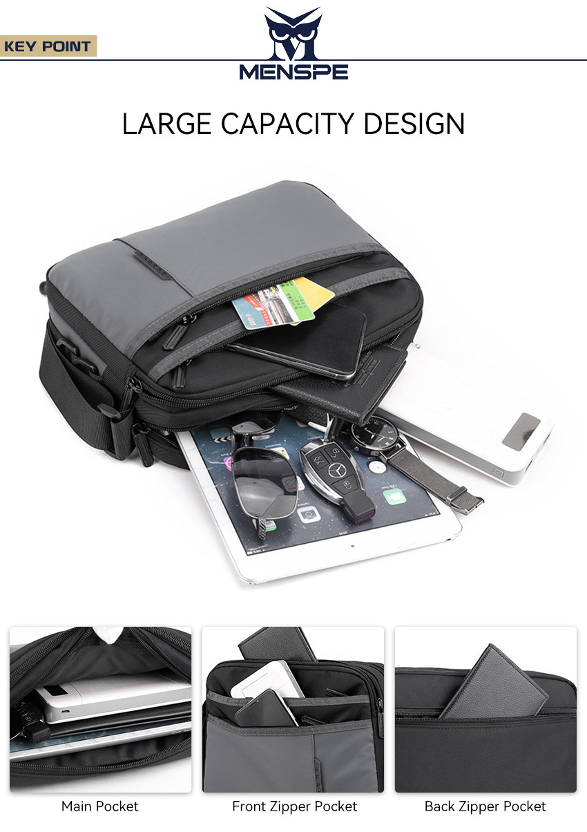 MENSPE Men's Bag Fashion Single-shoulder Bag Multi-pocket Men's ...