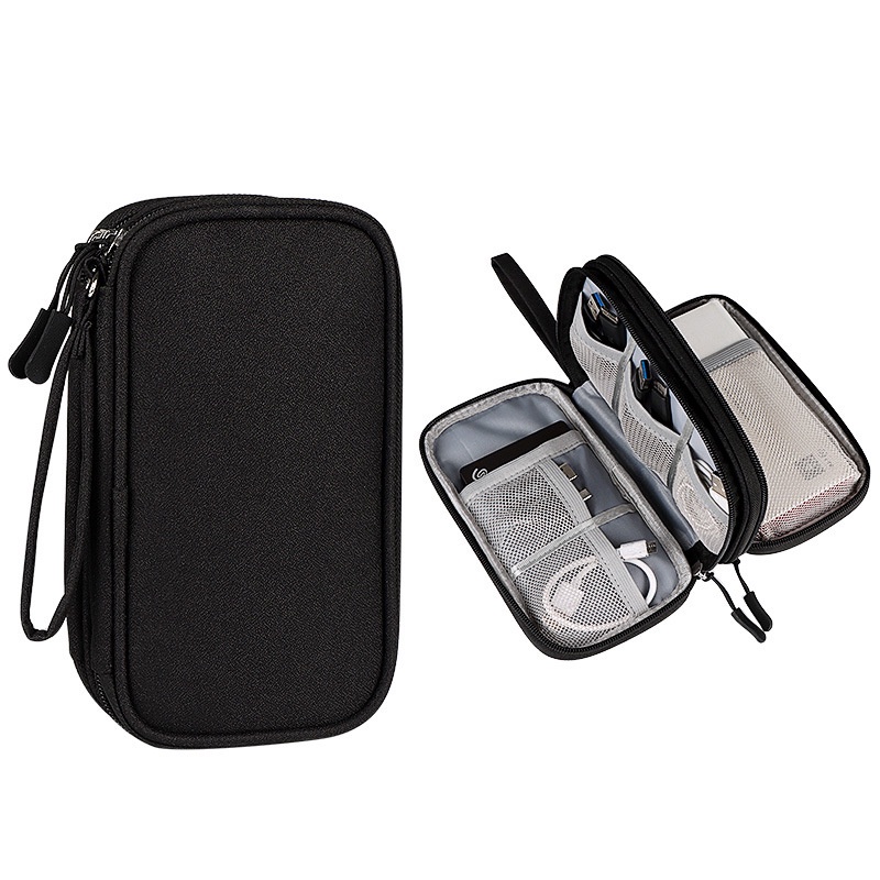 Double Layer Electronics Organizer Bag - Water-Resistant Travel Tech ...
